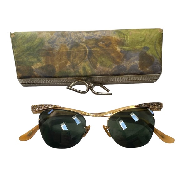 Vintage | Accessories | Vintage 6s Green Eyeglasses 2k Gf Horn Rims Cat ...